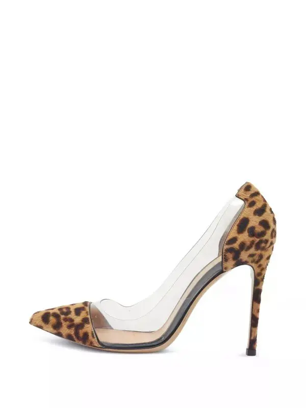 GIANVITO ROSSI Plexi Leopard-print Pumps - White