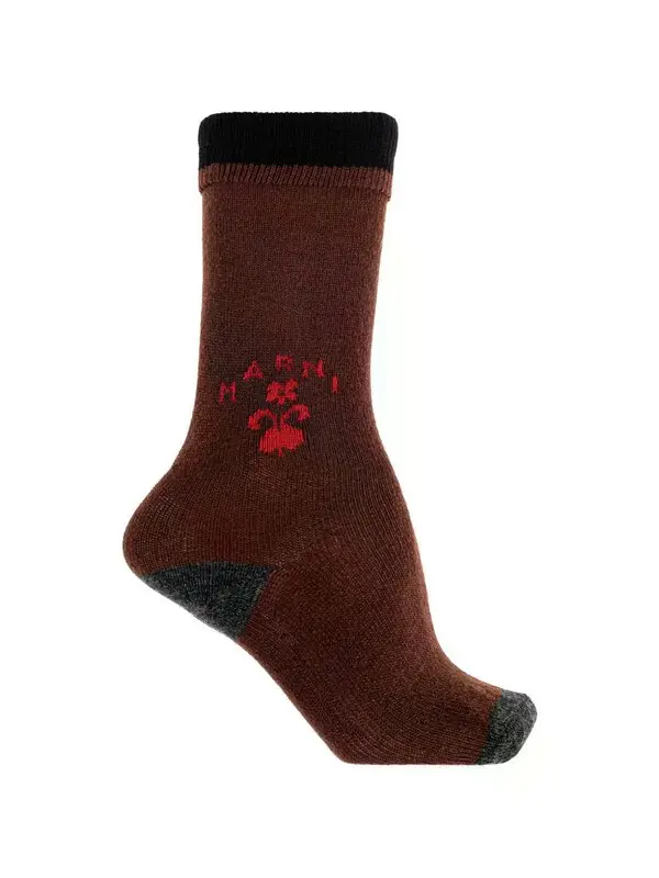 Marni Logo Intarsia Ribbed Trim Socks