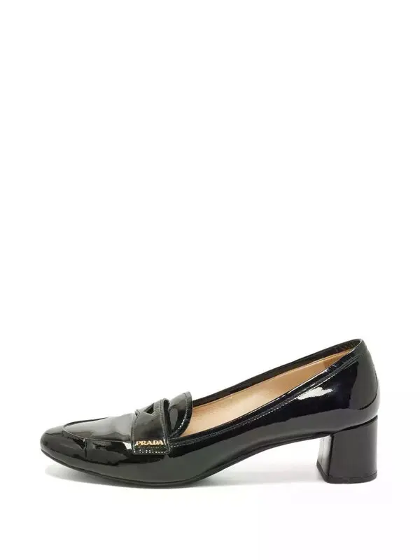 Prada Block Heel Loafer Pumps - Black