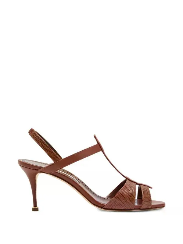 Manolo Blahnik Retauxlo Leather Heeled Sandals - Brown