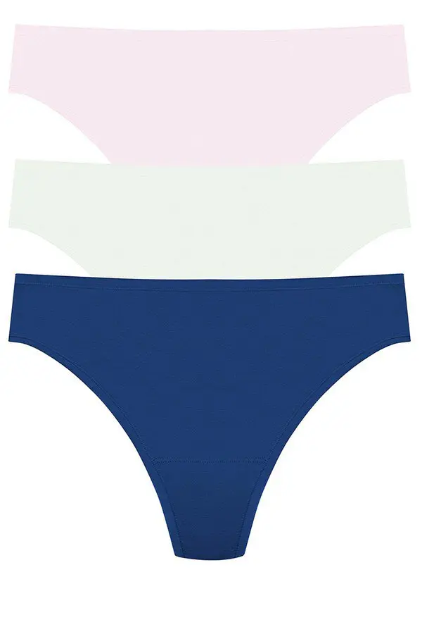 Natori Bliss Bare Cotton Thong 3-pack