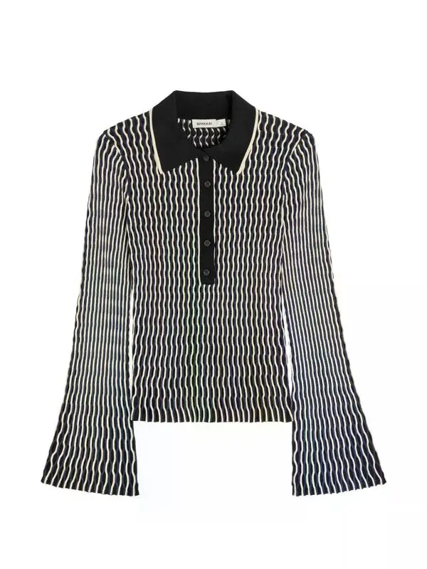 Simkhai Colleen Knitted Polo Top - Black