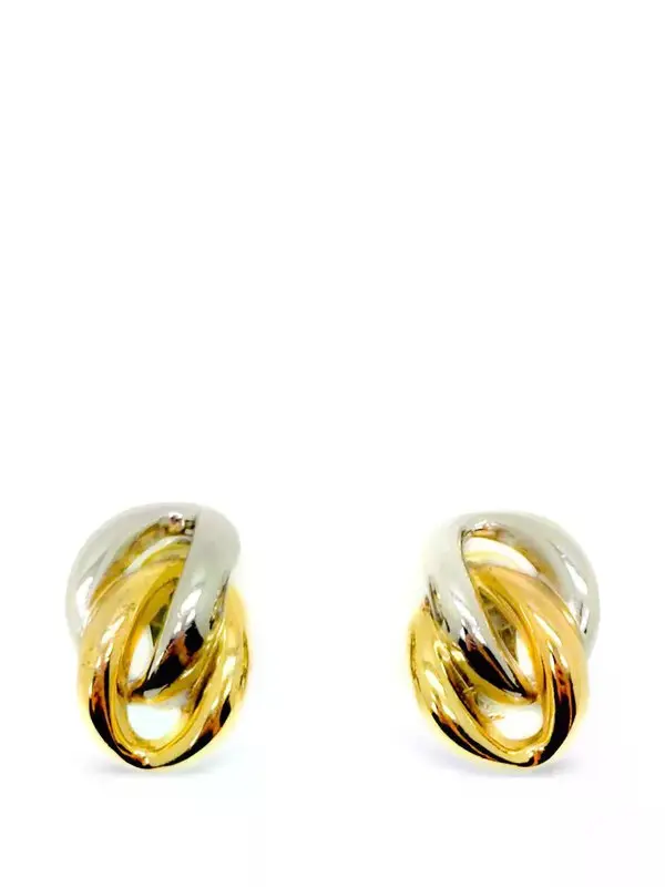 Dior 1980s -tone Mixed Metals Knot Earrings - Gold