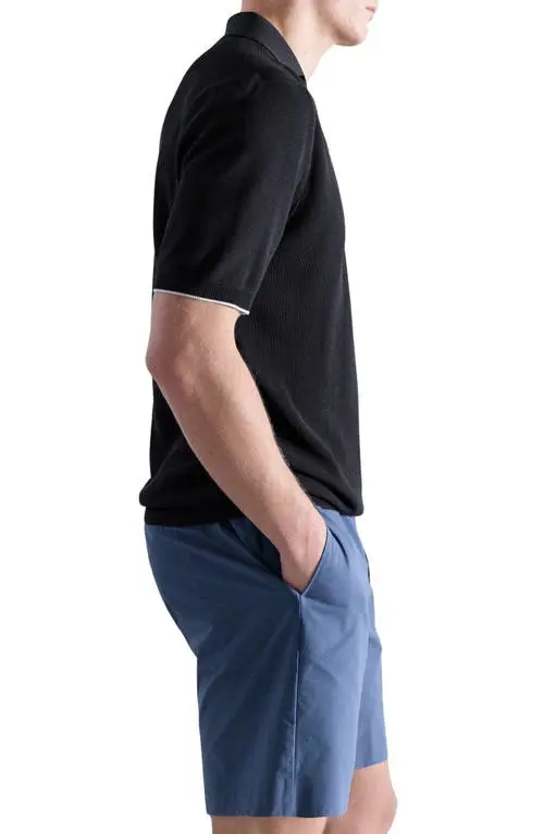 Mango Contrast Trim Piqué Polo - Navy