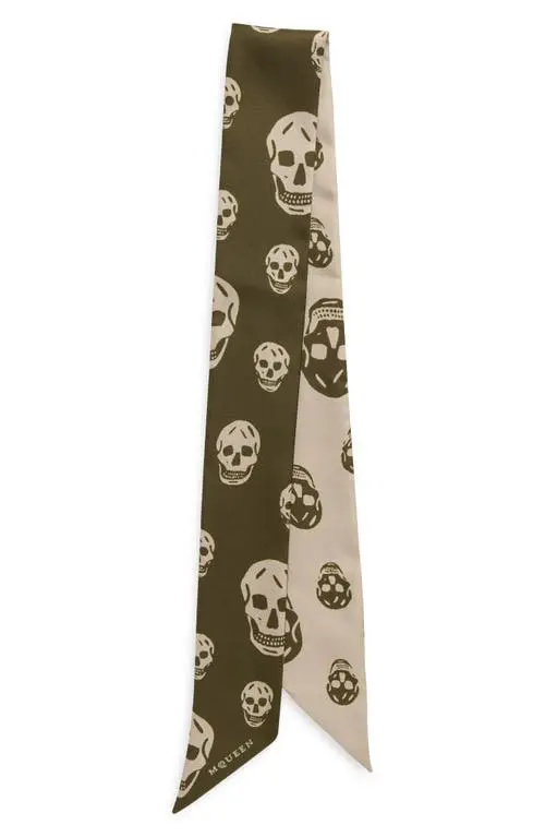 Alexander McQueen Skinny Silk Twill Scarf - Olive