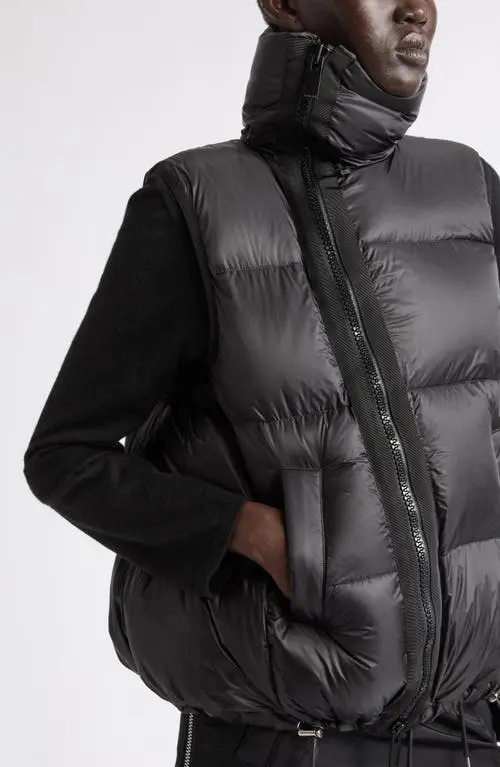 Sacai Asymmetrical Down Puffer Vest - Black
