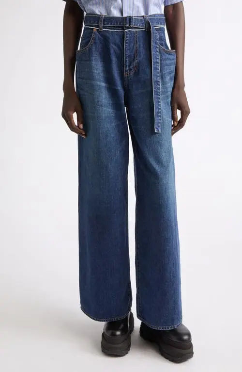 Sacai Wide Leg Self-belt Jeans