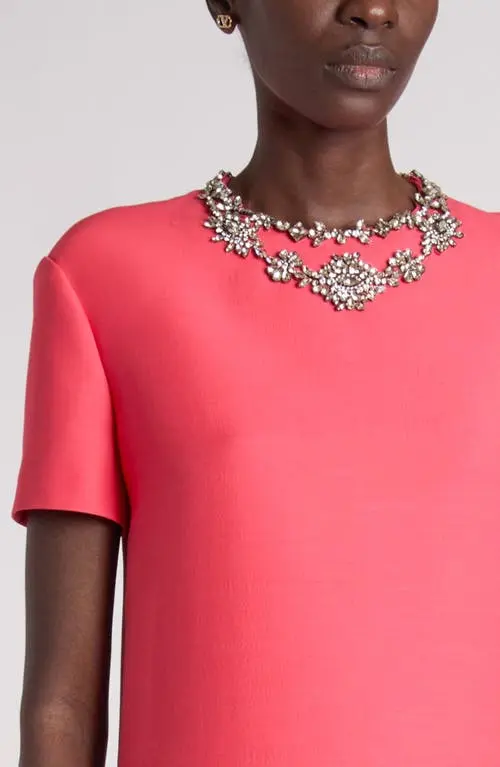 Valentino Garavani Rhinestone Embellished Wool & Silk Couture Minidress - Pink