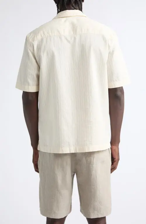 Sunspel Textured Stripe Camp Shirt