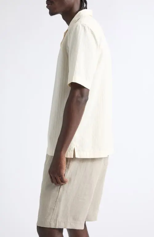 Sunspel Textured Stripe Camp Shirt