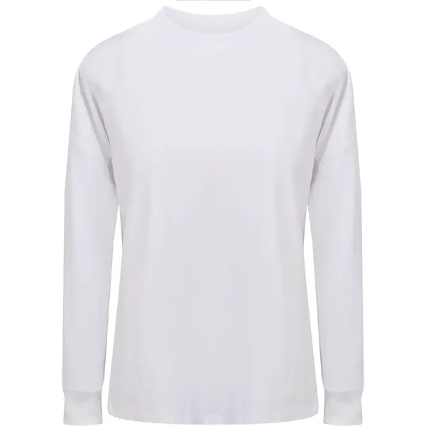 ASPECT Cotton Boxy Rib Trim Long Sleeve Sweatshirt - White