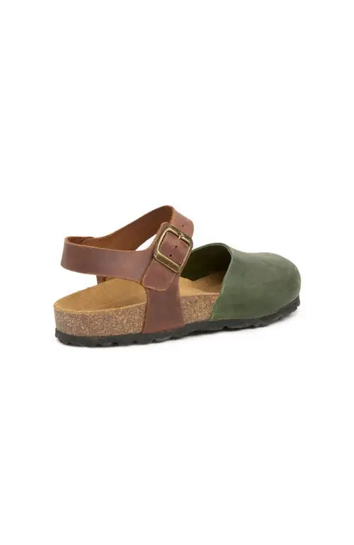 CELTIC & CO. Closed Toe Leather Sandal With Adjustable Ankle Strap