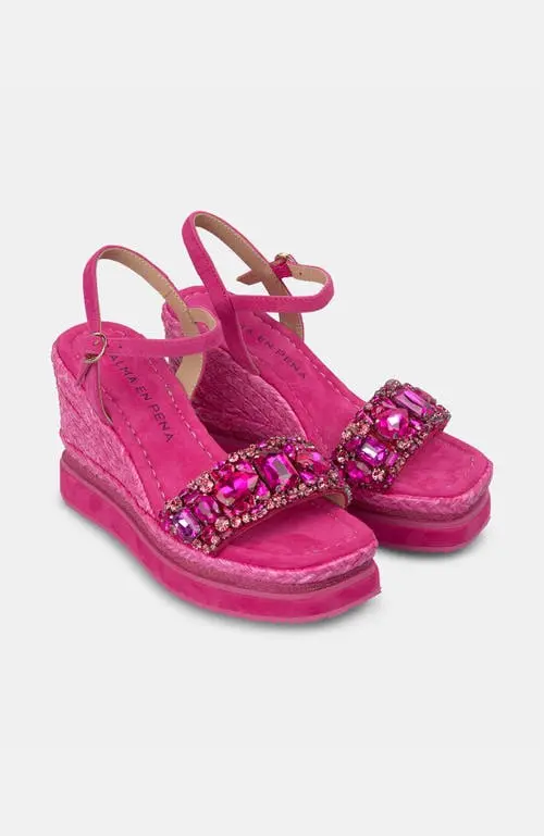 ALMA EN PENA Embellished Platform Wedge Sandals
