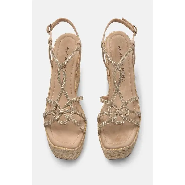 ALMA EN PENA Wedge Sandals With Embellished Straps And Square Toe