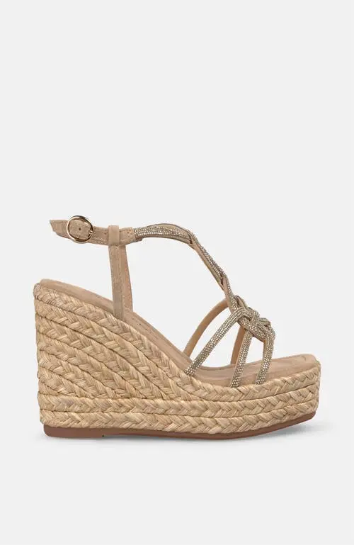 ALMA EN PENA Wedge Sandals With Embellished Straps And Square Toe