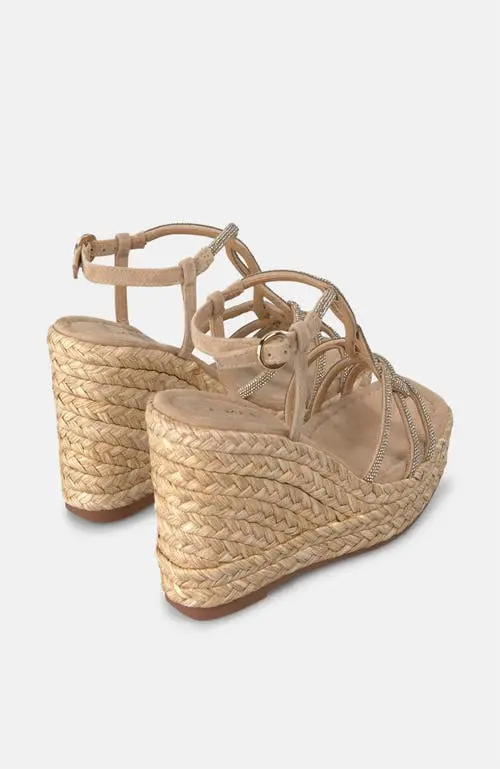 ALMA EN PENA Wedge Sandals With Embellished Straps And Square Toe