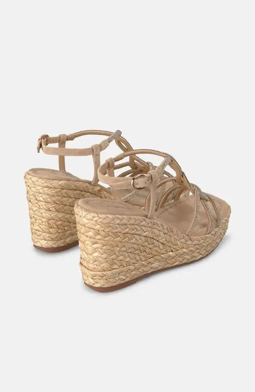 ALMA EN PENA Wedge Sandals With Embellished Straps And Square Toe