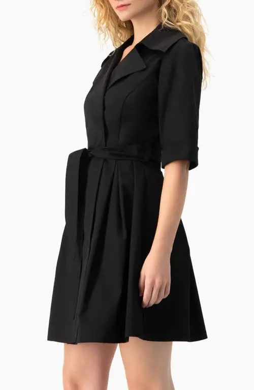 IVONNE Belted Collared Short-sleeve Shirt Mini Dress
