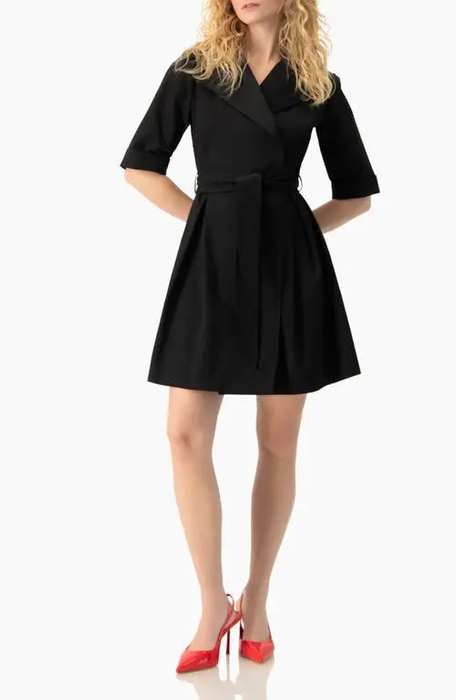 IVONNE Belted Collared Short-sleeve Shirt Mini Dress