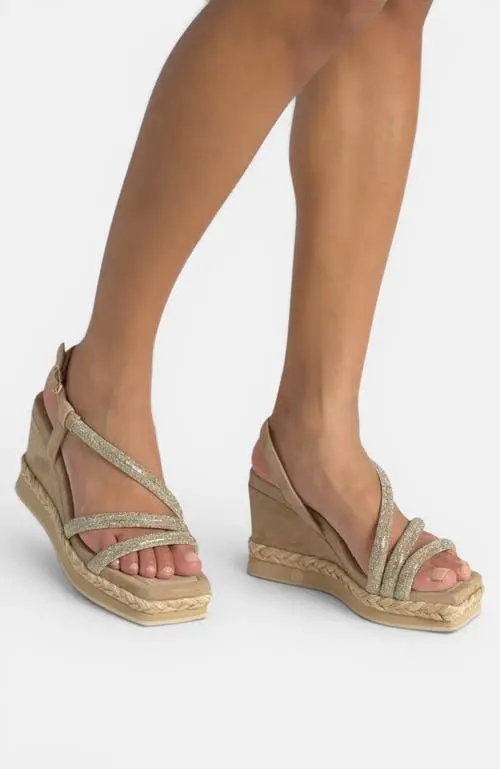 ALMA EN PENA Braided Wedge Sandals With Rhinestone Embellishments