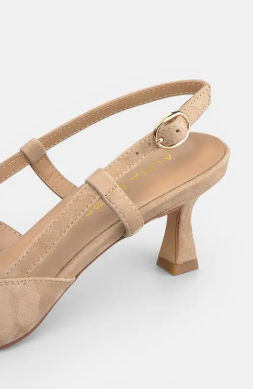 ALMA EN PENA Embellished Kitten Heel Pumps - Beige