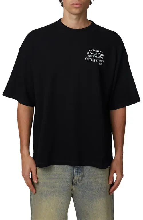 GOOD FOR NOTHING Boxy-fit Stamp T-shirt - Black