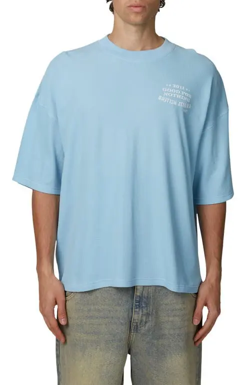 GOOD FOR NOTHING Boxy-fit Stamp T-shirt - Blue