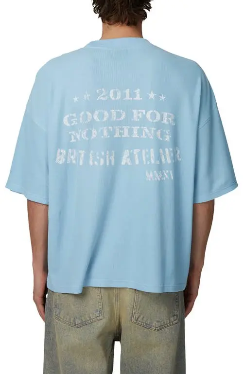 GOOD FOR NOTHING Boxy-fit Stamp T-shirt - Blue
