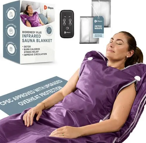 LIFEPRO Bioremedy Infrared Sauna Blanket Portable Full Body Detox & Relaxation - Purple