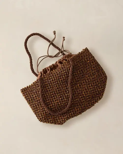 HAVEN WELL WITHIN Wooden Beaded Bag - Brown