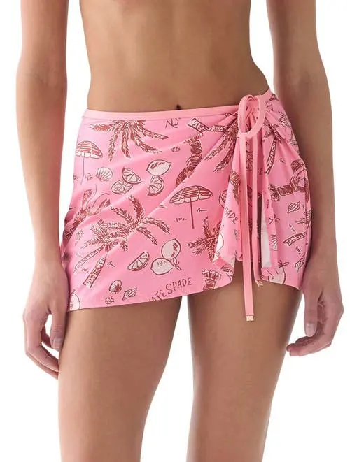 Kate Spade New York Tropical Print Wrap Swim Skirt - Guava Slice