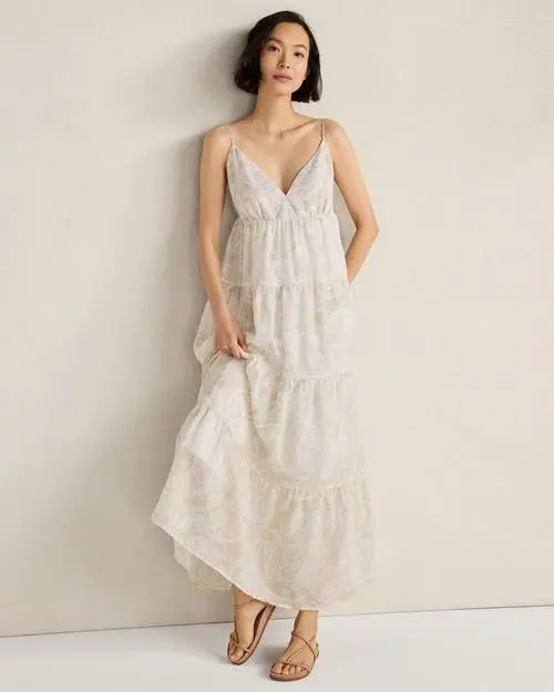 HAVEN WELL WITHIN Ramie Blend Paisley Tiered Maxi Dress - Assorted Brights