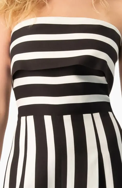 IVONNE High-contrast Stripe Strapless Formal Maxi Gown