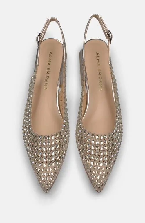 ALMA EN PENA Embellished Pointed Toe Flat Shoes With Buckle Fastening - Metallic Rust/copper