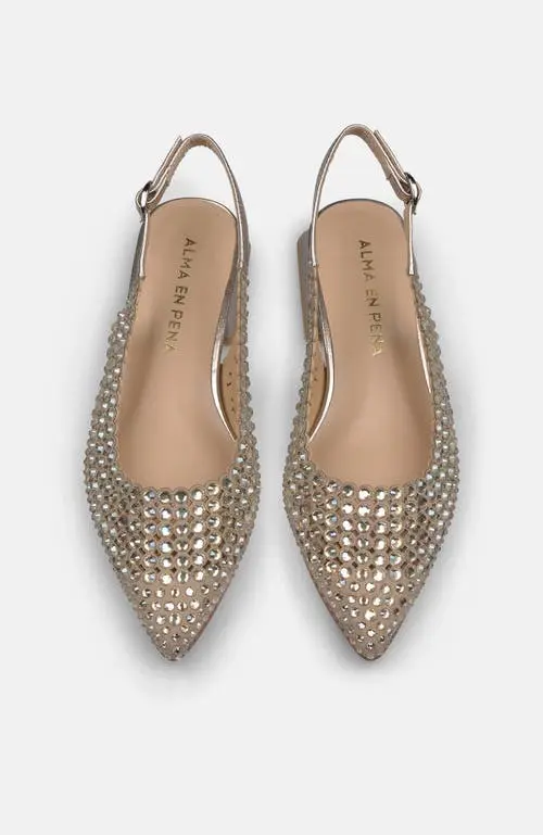 ALMA EN PENA Embellished Pointed Toe Flat Shoes With Buckle Fastening - Metallic Rust/copper