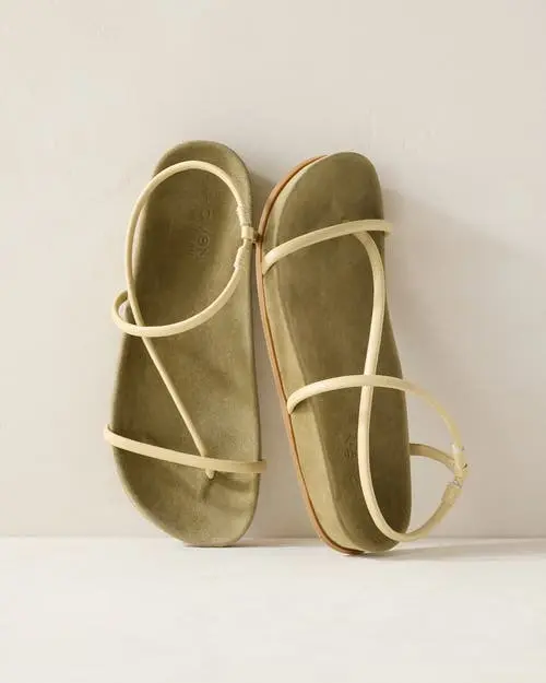 HAVEN WELL WITHIN Strappy Leather Molded Sandals - Celery Leaf