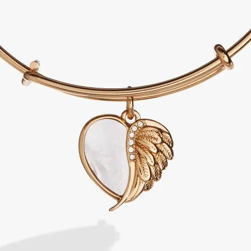 ALEX AND ANI Wings Of Protection" Heart Charm Bangle Bracelet