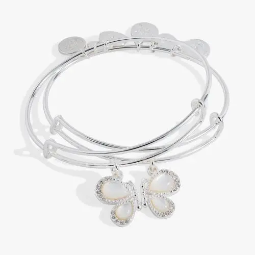 ALEX AND ANI Perfect Pairs Butterfly Wings Bangle Set Of 2 - Silver