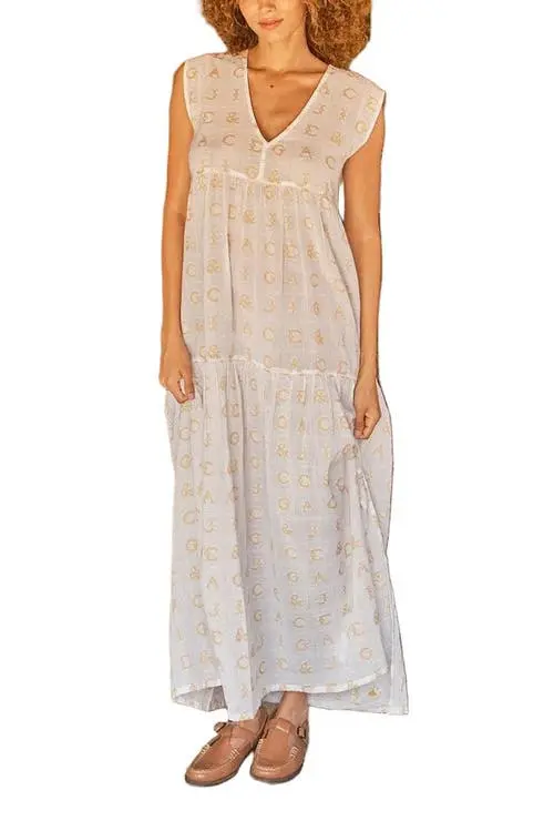 Ace & Jig Jules V-neck Belted Tiered Maxi Dress - Initial