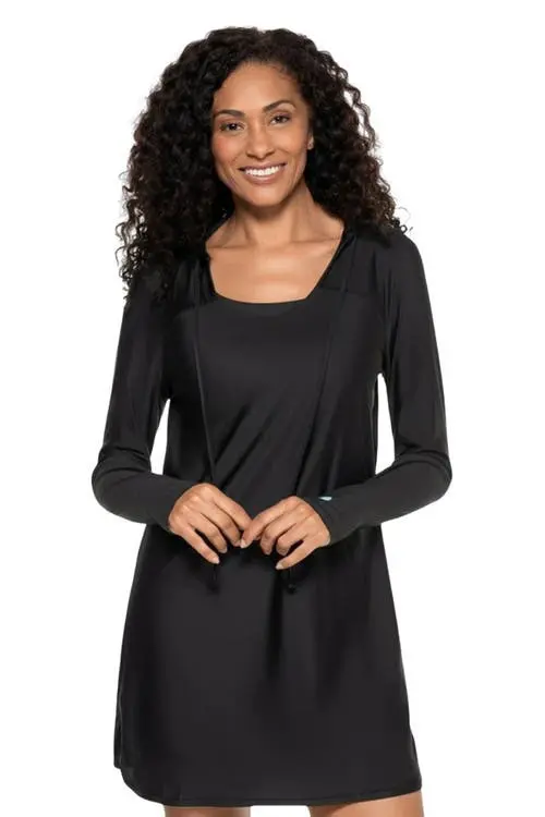 Coolibar Seacoast Hooded Cover-up Dress - Black