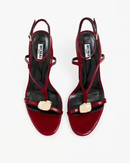 MI/MAI Terrence Jewel Detail Heeled Sandals - Red
