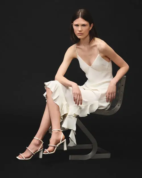 MI/MAI Nidal Rhinestone Detail Heeled Sandals - White