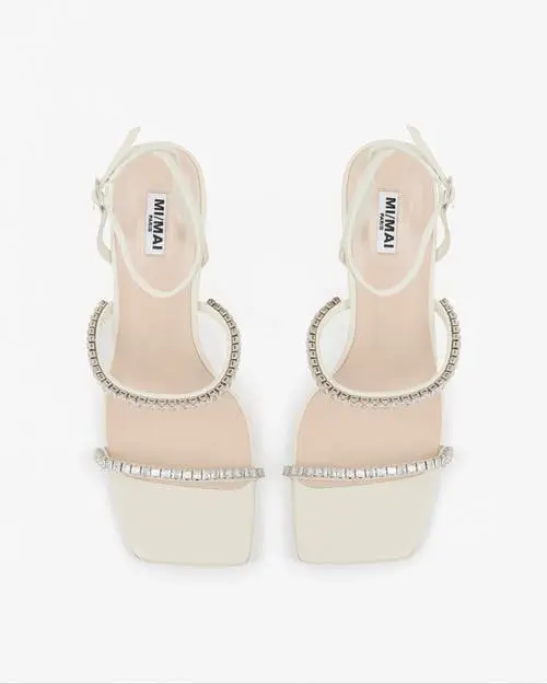 MI/MAI Nidal Rhinestone Detail Heeled Sandals - White