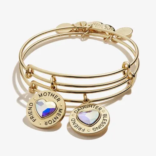 ALEX AND ANI Mother And Daughter Charm Bangle Set - Gold