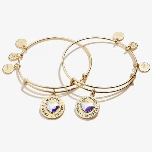ALEX AND ANI Mother And Daughter Charm Bangle Set - Gold