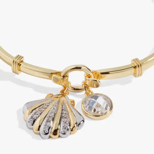 ALEX AND ANI Two Tone Seashell Charm Bangle