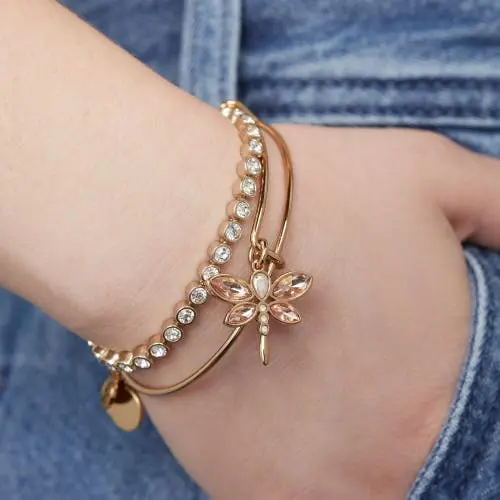 ALEX AND ANI Crystal Dragonfly Bangle Bracelet