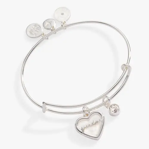 ALEX AND ANI Grandma Mother Of Pearl Bangle Bracelet - Silver
