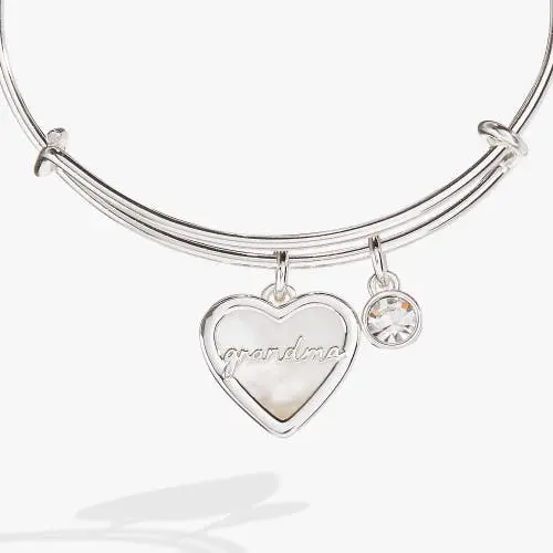 ALEX AND ANI Grandma Mother Of Pearl Bangle Bracelet - Silver