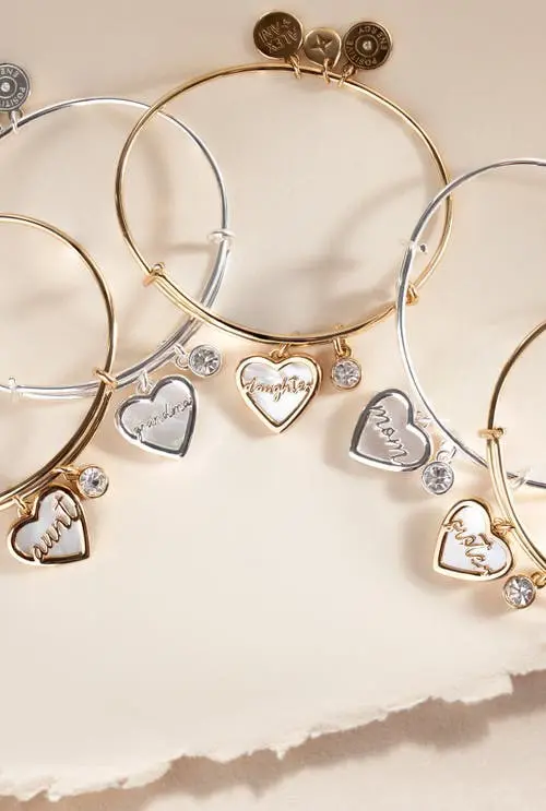 ALEX AND ANI Grandma Mother Of Pearl Bangle Bracelet - Silver